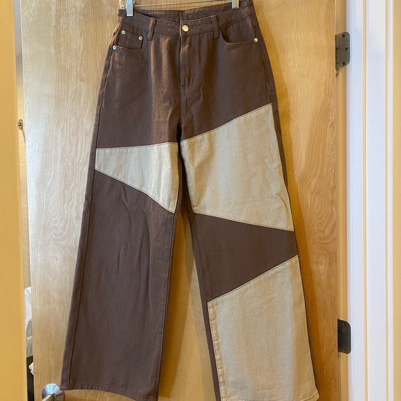 Cider | Pants & Jumpsuits | Cider Wide Leg Brown 2 Toned Pants | Poshmark